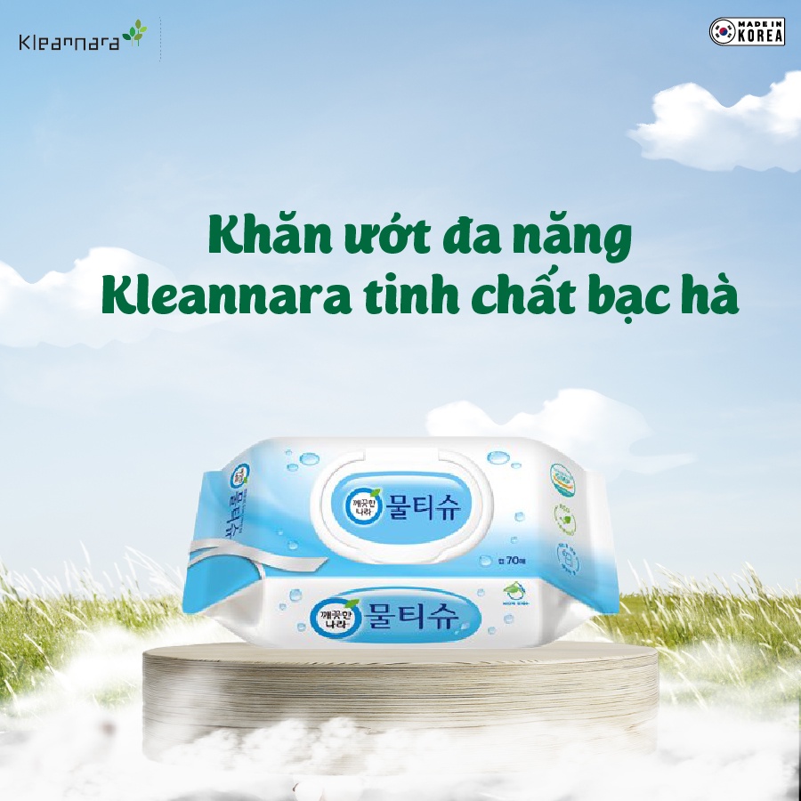 Khăn giấy ướt đa năng Kleannara Hàn Quốc tinh chất bạc hà 10 tờ / 30 tờ ...