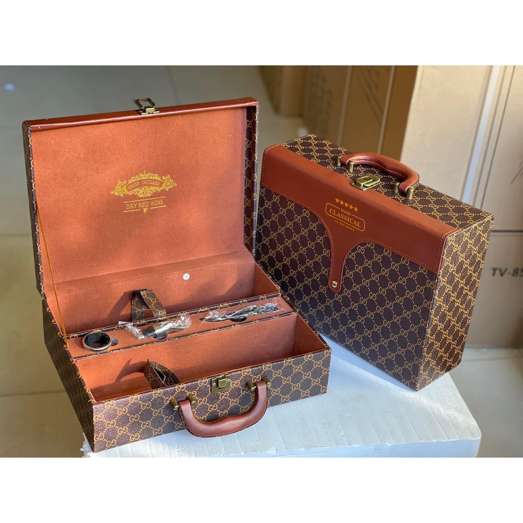 VALI DA NGANG ĐỰNG RƯỢU VANG LOẠI 2 CHAI SANG TRỌNG | Shopee Việt Nam