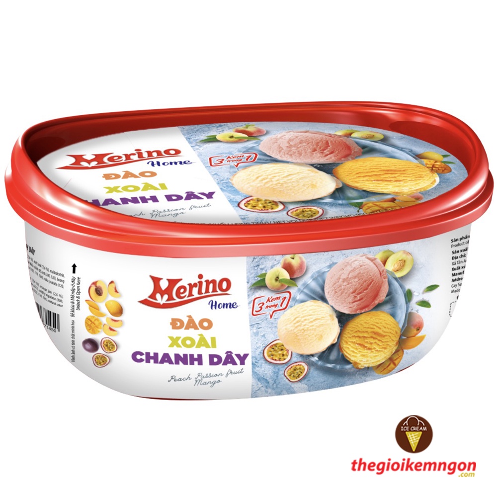 Kem hộp 3 trong 1 vị Đào - Xoài - Chanh dây Merino Home (900ML) | Shopee Việt Nam