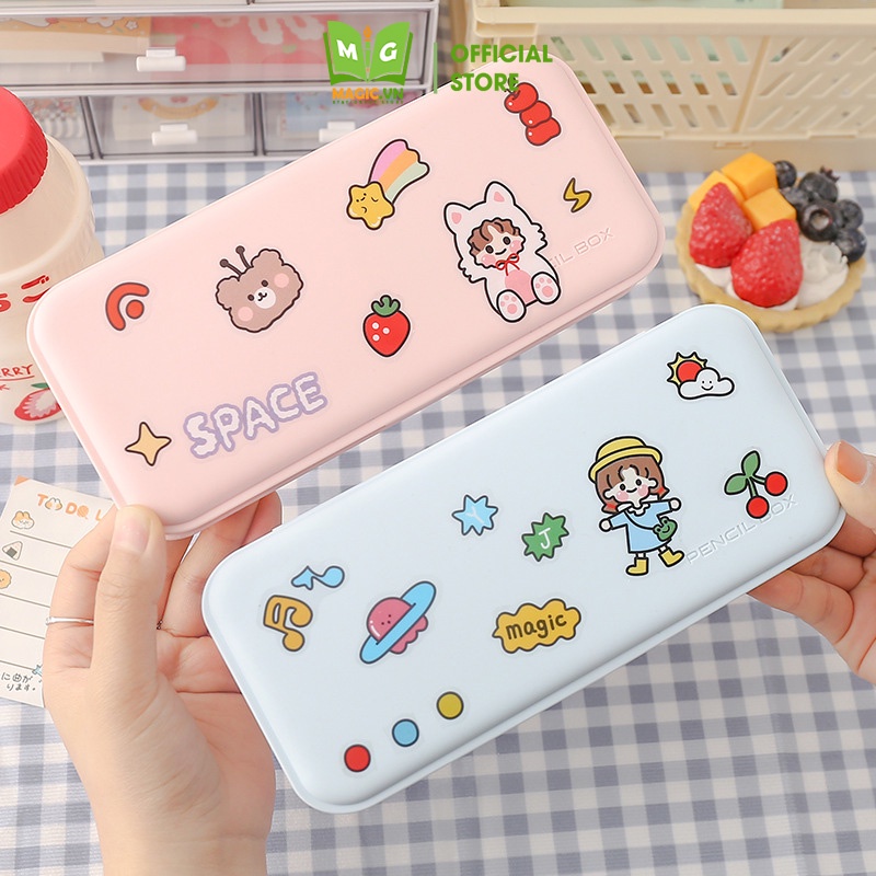 Hộp Đựng Bút Cute MAGIC Nhựa Đục Muji Cao Cấp Đa Năng Màu Macaron Basic ...