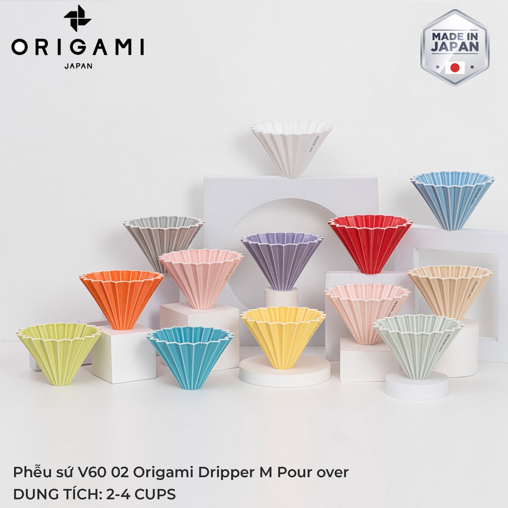 [ORIGAMI JAPAN] Volcano Phễu sứ V60 02 Origami Dripper M Pour over ...