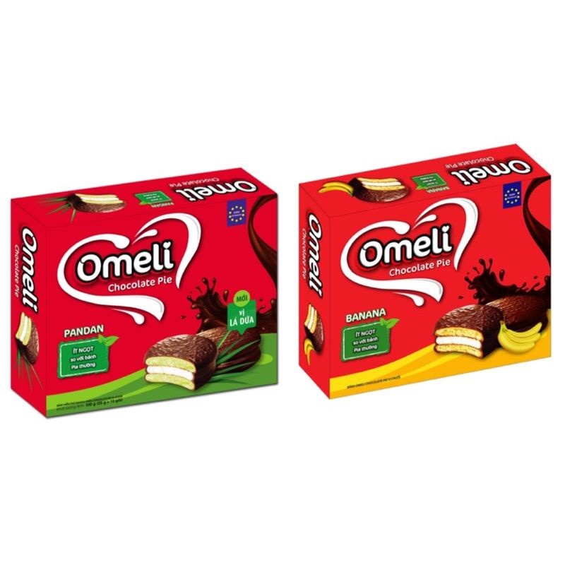 Bánh omeli chocolate pie vị chuối / lá dứa hộp 300g(12 bánh) | Shopee ...