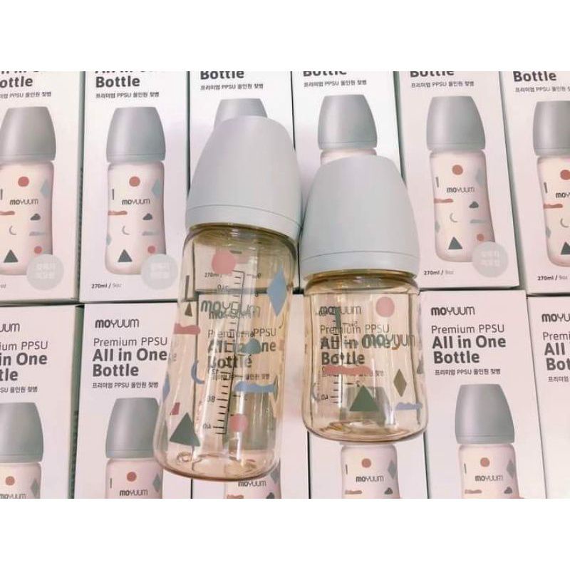 (Sẵn núm-Hỗ trợ size núm)- Bình sữa Moyuum Mây 170ml/270ml tùy chọn size núm số 1/2/3/4 bản họa ...