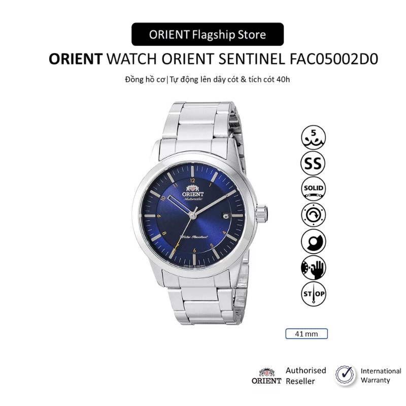 Đồng hồ nam Orient Sentinel FAC05002D0 Automatic lộ cơ mặt kính chống xước dây thép đeo tay cao ...