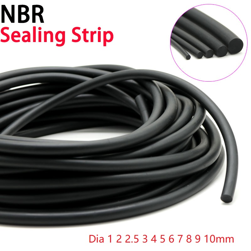 5/10M Solid Black NBR Sealing Strip Dia 1/1/2/2.5/3/4/5/6/7/8/9/10mm ...