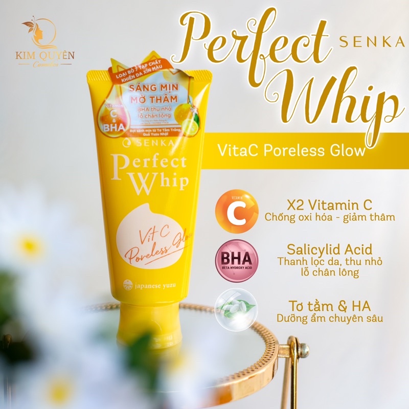 Sữa Rửa Mặt Senka vàng Perfect Whip Vitamin C Poreless Glow 100gr | Shopee Việt Nam