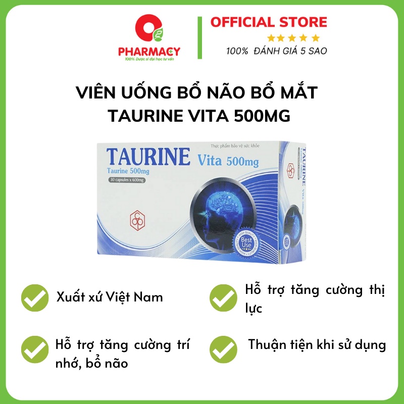 Viên uống bổ não bổ mắt Taurine Vita 500mg (30 viên) | Shopee Việt Nam