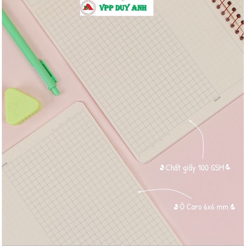 Vở Note Cornel 80 trang B5 Klong lò xo đơn bìa nhựa C notes ruột dot và ...