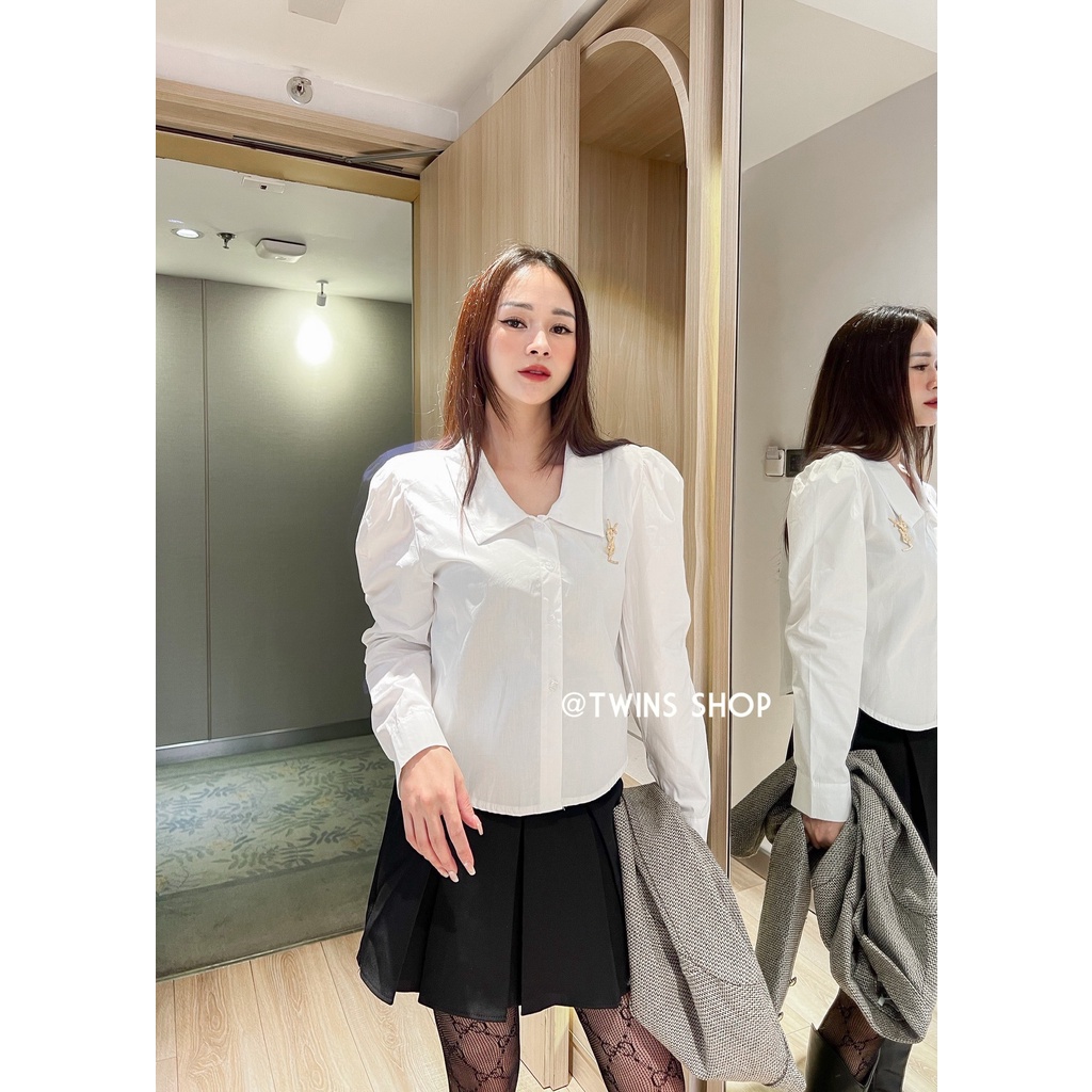 Set sơ mi lửng Yile + chân váy xếp li 696 | Shopee Việt Nam