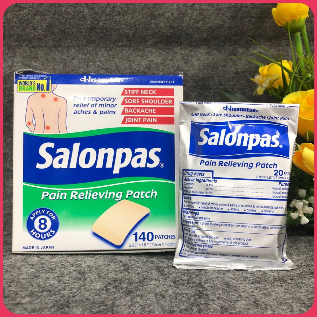 [Quận 3] [Date 6/2026] Hộp 20 cao dán Salonpas Pain Relieving Patch Mỹ ...