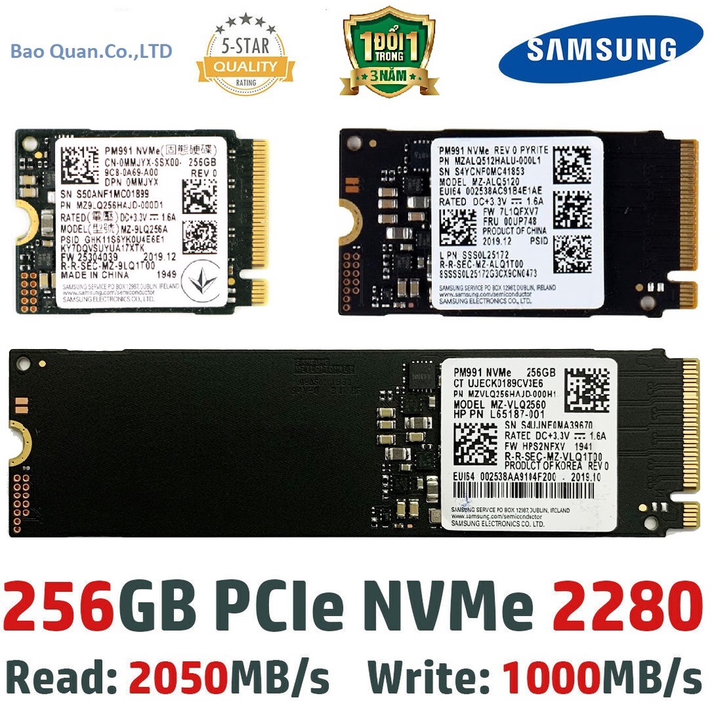 Ổ cứng SSD Samsung 256GB/ 512GB/ 1TB M2 Nvme - 2230 2242 2280 - Bóc máy ...