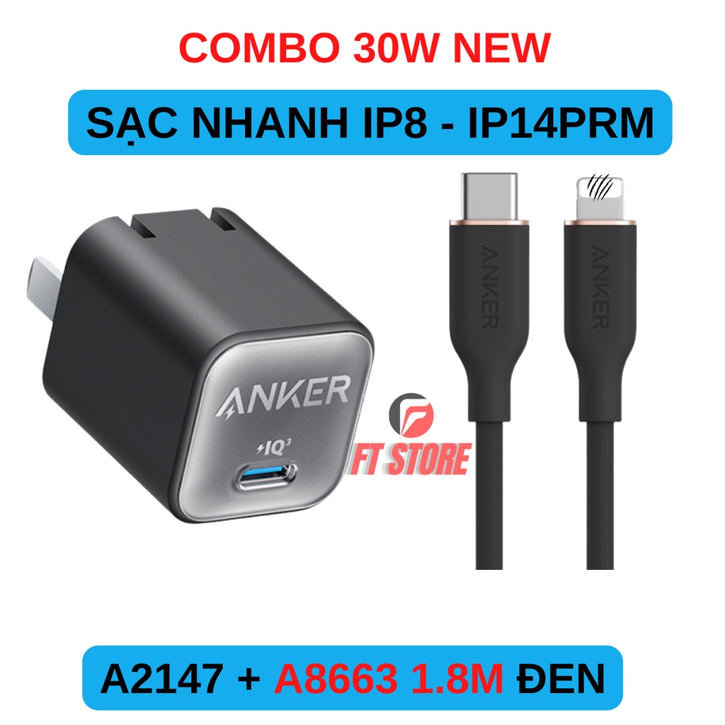 [GIAO HỎA TỐC] Củ sạc nhanh Anker A2147 511 30W PD QC 3.0 PPS BH12TH | Shopee Việt Nam