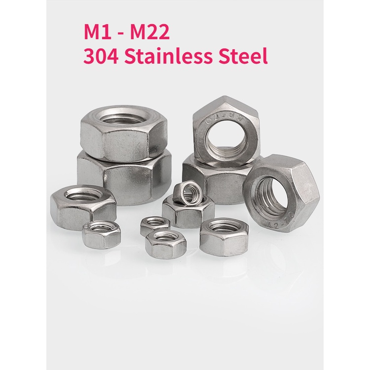 Đai Ốc Lục Giác Bằng Thép Không Gỉ M1 M1.2 M1.4 M1.6 M2 M2.5 M2.6 M3 M3.5 M4 M5 M6 M8 M10 M12 ...