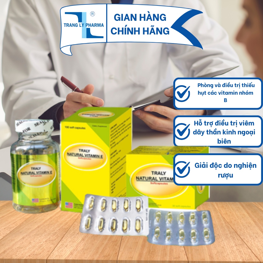 Viên uống Traly Natural Vitamin E chống lão hóa, giúp da mịn màng, tươi ...