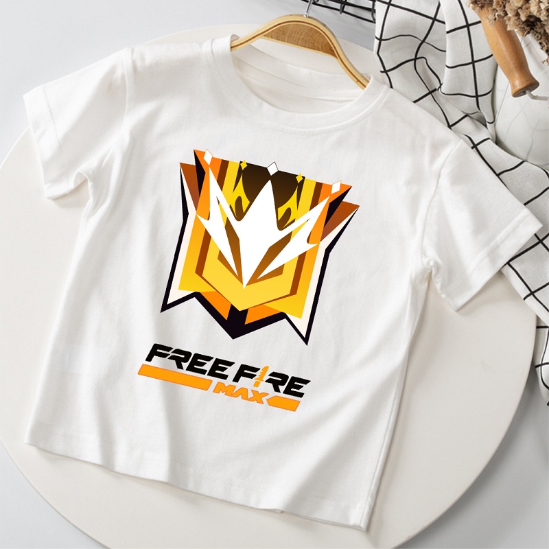 Áo Free Fire Max màu trắng in logo rank cực chất cho bé trai | Shopee ...