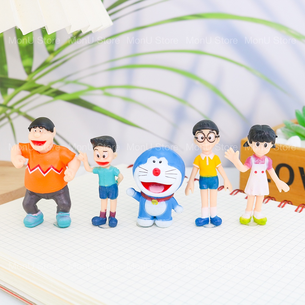 Combo 5 mô hình mini nhân vật Doraemon, Nobita, Chaien, Shizuka, Suneo ...
