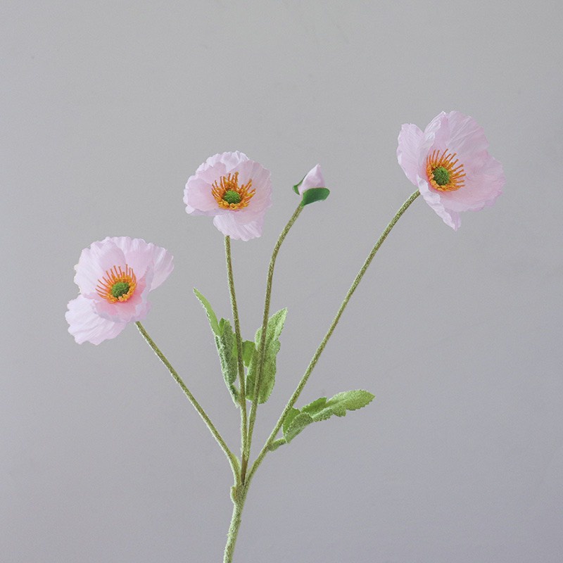 Hoa anh túc nhân tạo -Hoa poppy giả 3 bông 1 nụ trang trí tiệc cưới ...