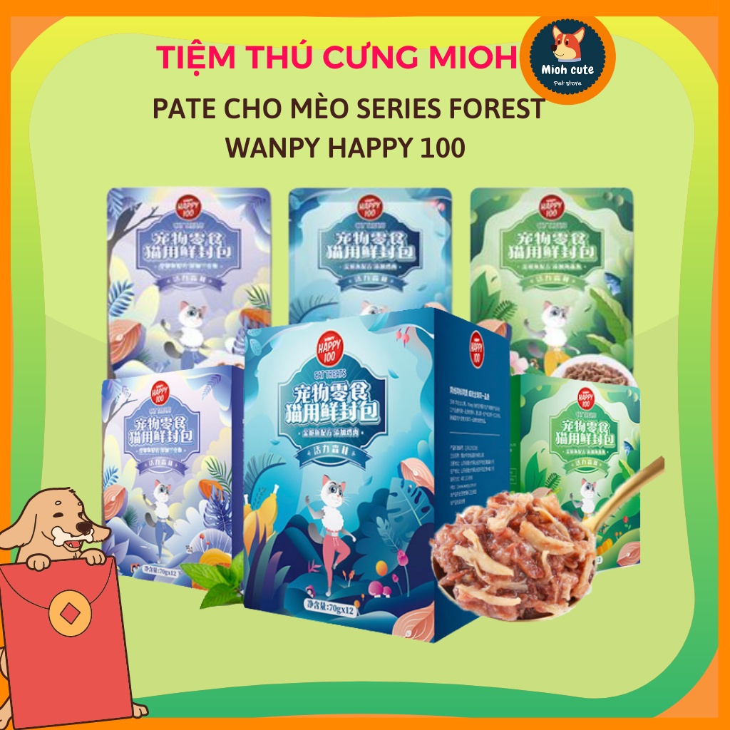 Thức ăn ướt vị cá ngừ cho mèo Happy100 Forest 70gr, Pate cho mèo Happy ...