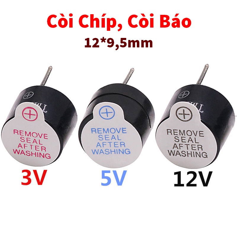 Còi Chíp, Còi Báo 3V 5V 12V 12*9,5mm - Buzzer Còi Xung | Shopee Việt Nam