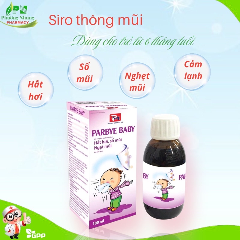 Siro sổ mũi Parby Baby công nghệ Nhật Bản chuyên Hắt hơi, sổ mũi ngạt ...