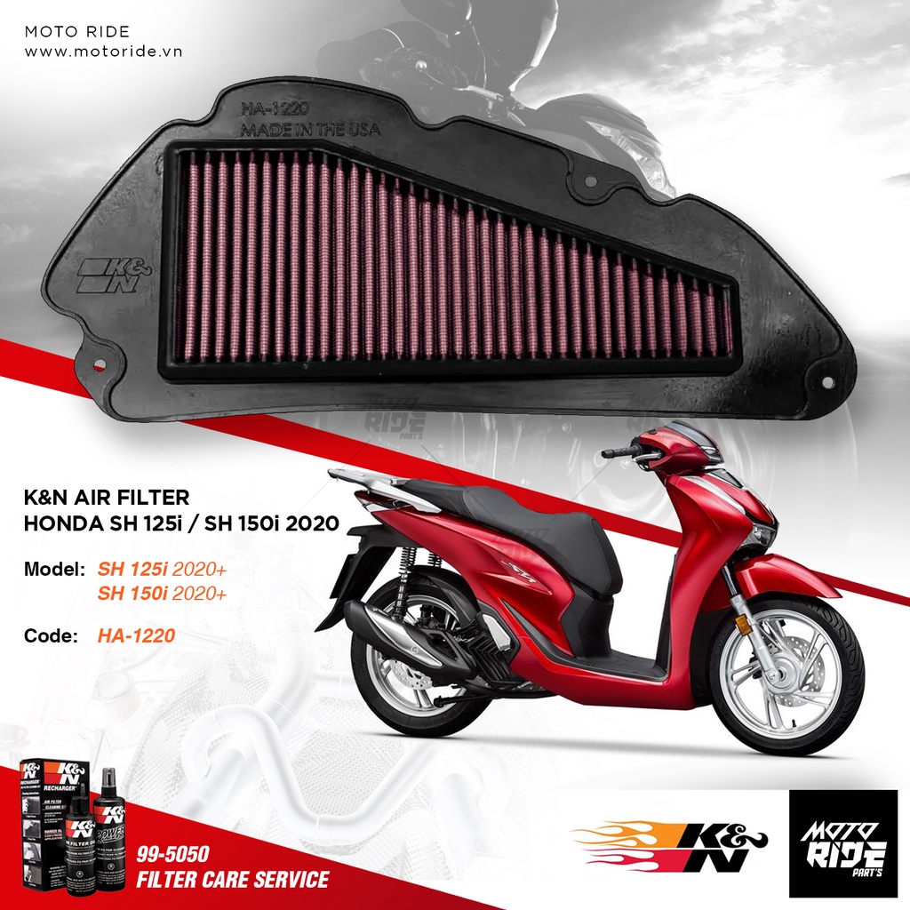 K&N HA-1220 LỌC GIÓ CHO HONDA SH125i / SH150i / SH160i 2020+ | Shopee Việt Nam