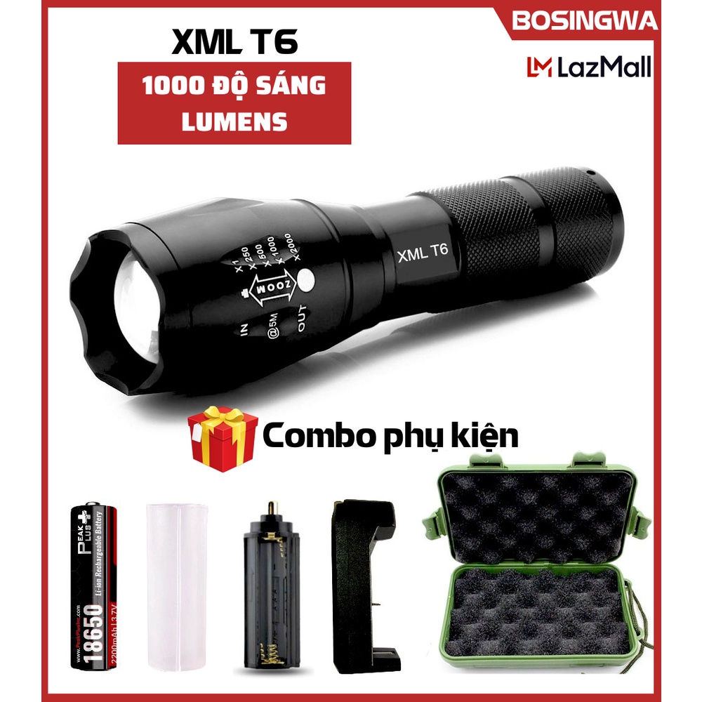 đèn pin mini, đèn bin siêu sáng, Đèn Pin XML T6 Chính Hãng, Chiếu Xa 300-500m | Shopee Việt Nam