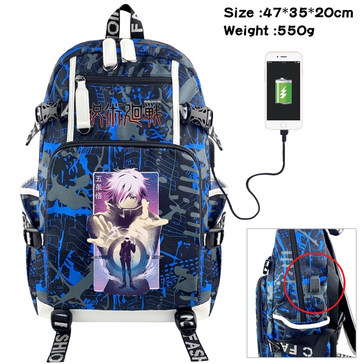 Ba Lô Canvas Chống Thấm Nước Có Giao Diện USB Họa Tiết Anime Jujutsu ...