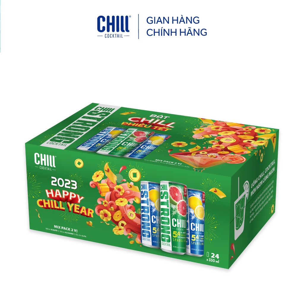 Thùng 24 lon Chill Cocktail Strong mix vị Chanh Tequila & Bưởi Vodka ...