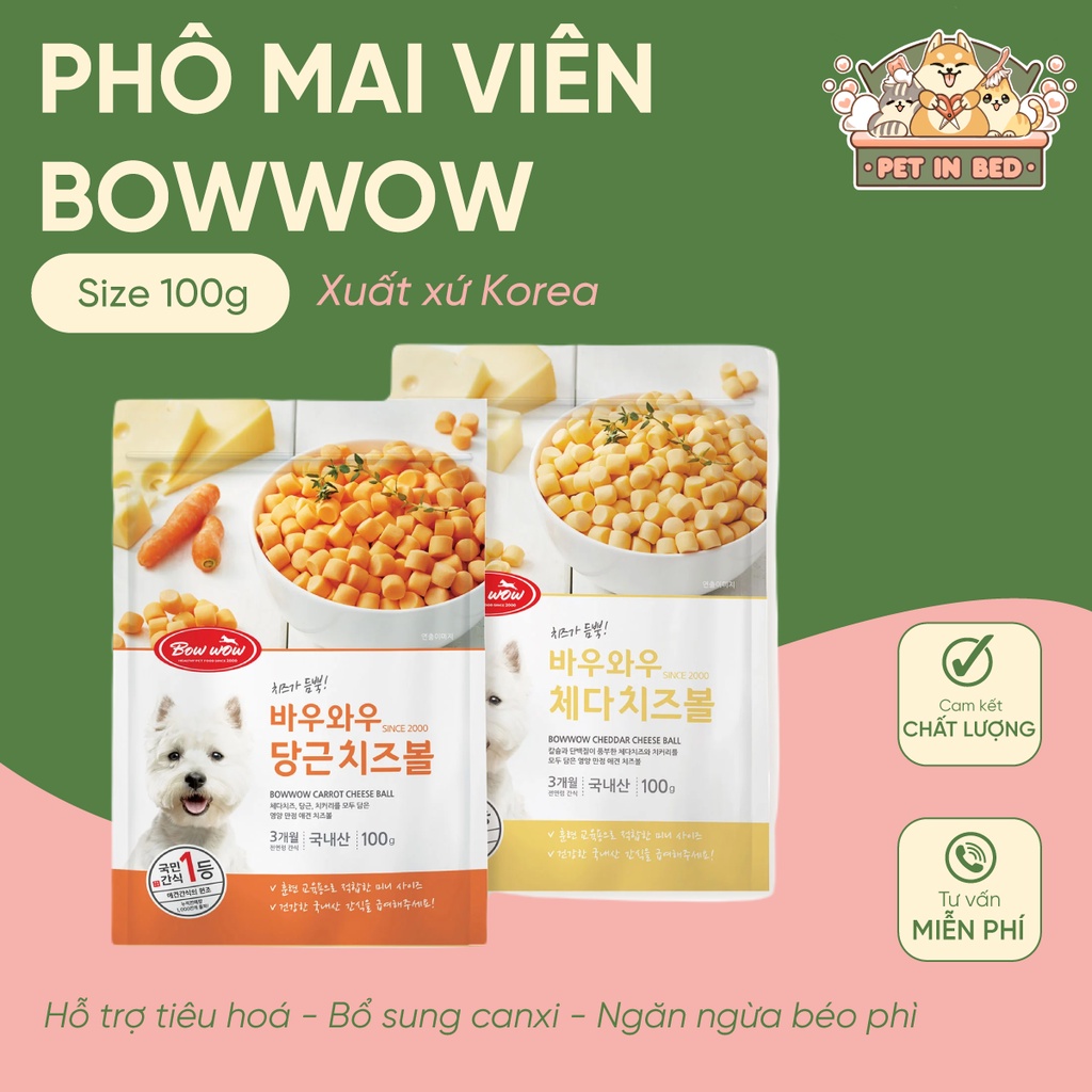 Bowwow (100g) / Phô mai viên Bowwow, snack cho chó | Hỗ trợ tiêu hoá | Bổ sung canxi | Ngăn ngừa ...