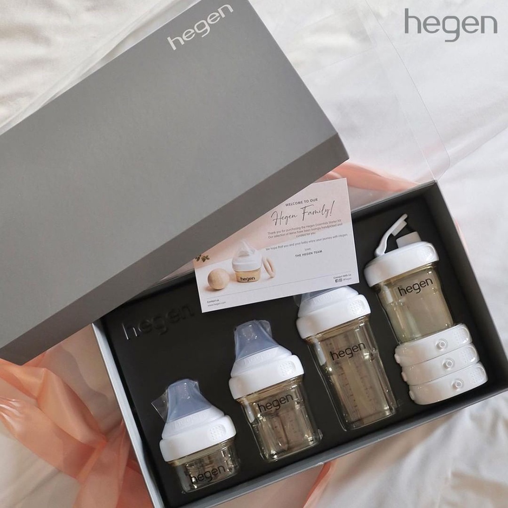 [Chính Hãng] Set quà tặng bình sữa cao cấp cho bé Hegen Essentials Starter Kit, kèm nắp bình ...