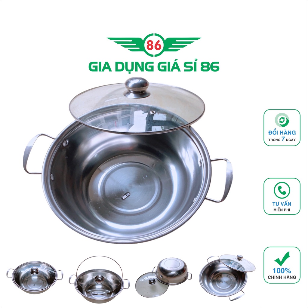 Nồi Lẩu inox 26cm sâu 10cm - Xoong Lẩu inox dùng cho mọi loại bếp ...