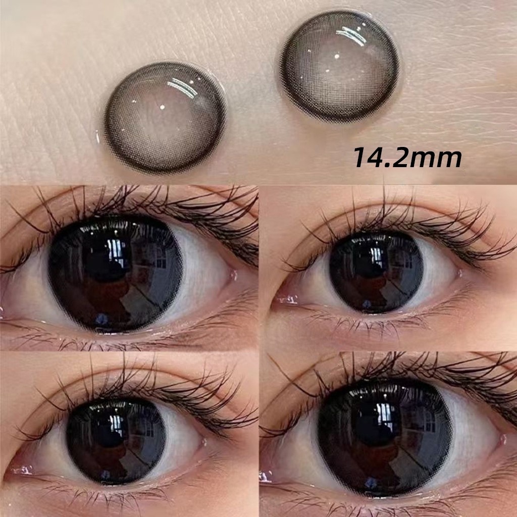 Set 2 Kính Áp Tròng Màu Đen contact lenses 0 ~ - 8.00 black len 14.2mm ...