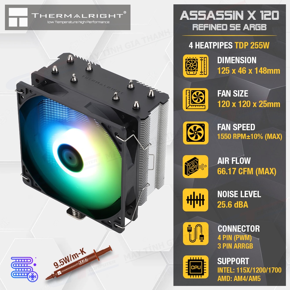 Tản Nhiệt CPU Thermalright Assassin X 120 Refined SE ARGB - Tản Nhiệt Khí CPU 4 Ống Đồng (Mạ ...