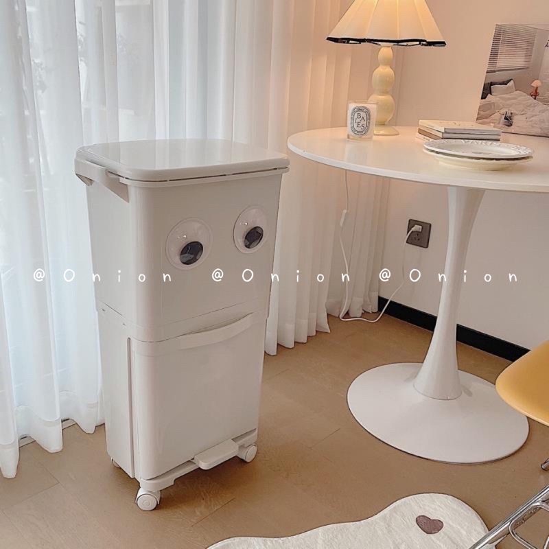 Thùng đựng phân loại rác hộp chứa đồ decor cỡ to có bánh xe tặng ...