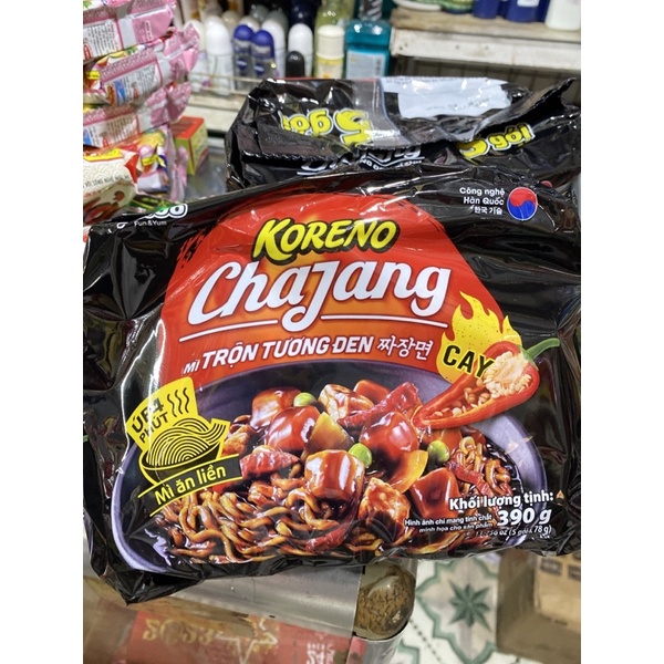 Bịch 5 Gói Mì Trộn Tương Đen Koreno Chajang Úp 4Phút (390g) | Shopee ...