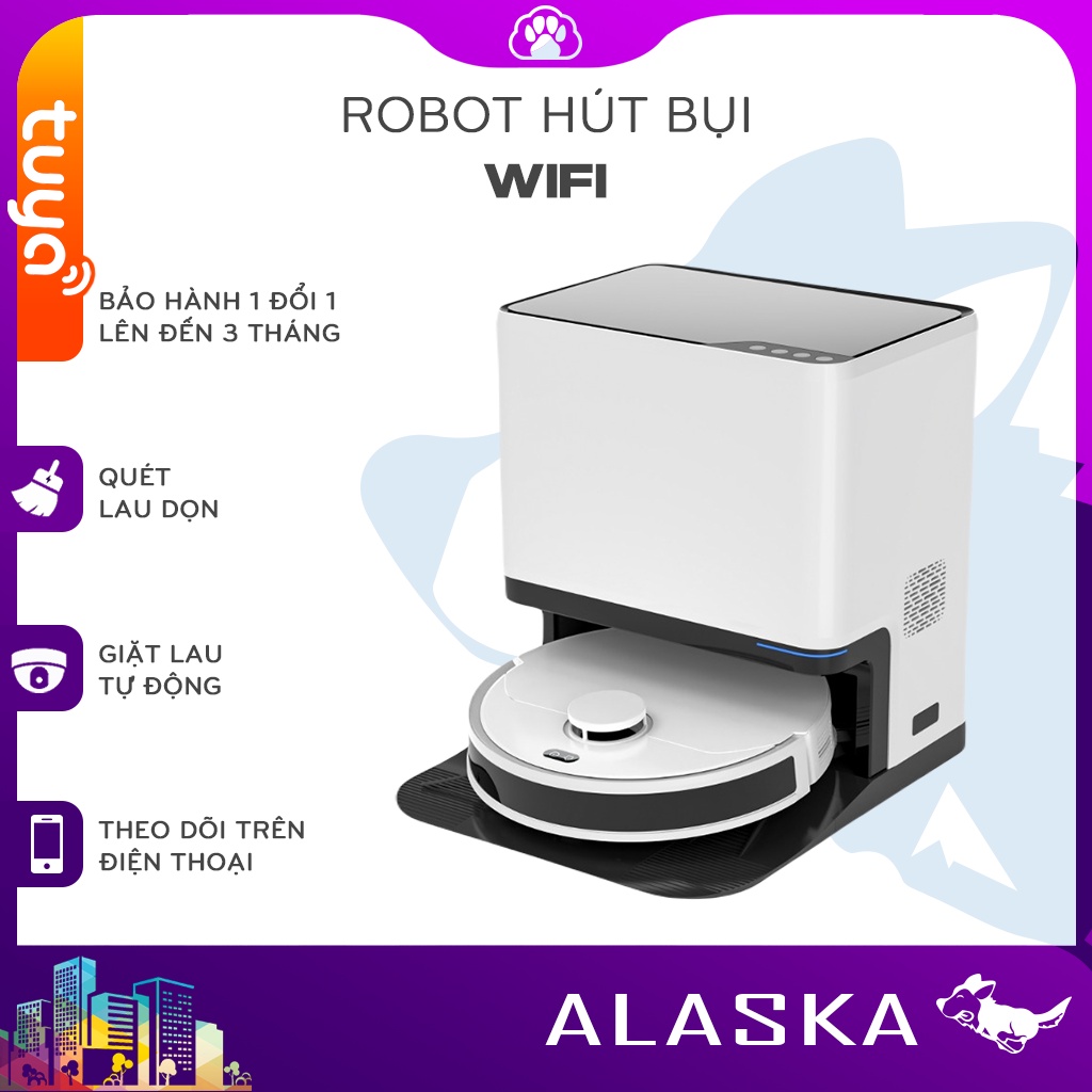 Robot hút bụi, lau nhà Tuya SAS2 2022 app smart life ( có tự giặt, thu ...