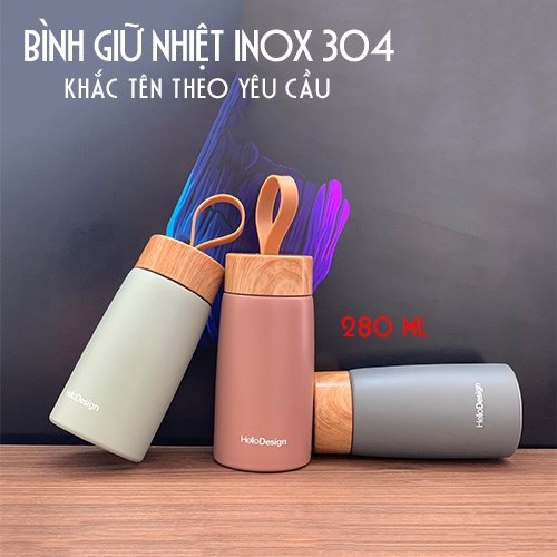 Cốc giữ nhiệt 280ml inox 304 Bình Nước khắc tên cao cấp giữ nhiệt 6 - 8h nhỏ gọn tiện lợi ...
