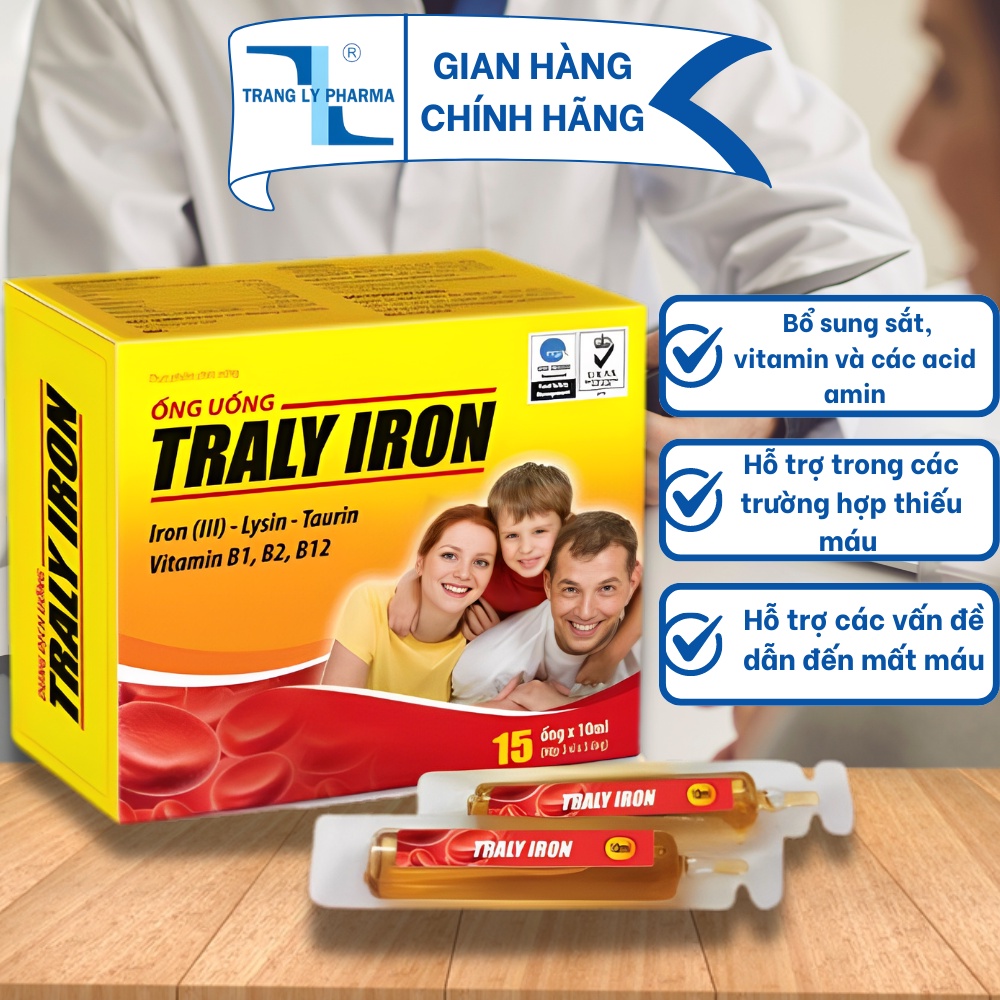 Ống uống Traly Iron bổ sung sắt, vitamin và các acid amin hỗ trợ các ...