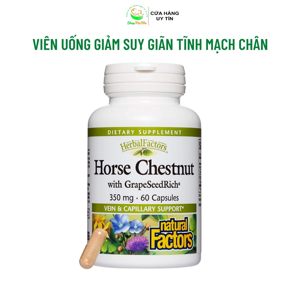 Viên uống Horse Chestnut 350mg Natural Factors hỗ trợ suy giãn tĩnh ...