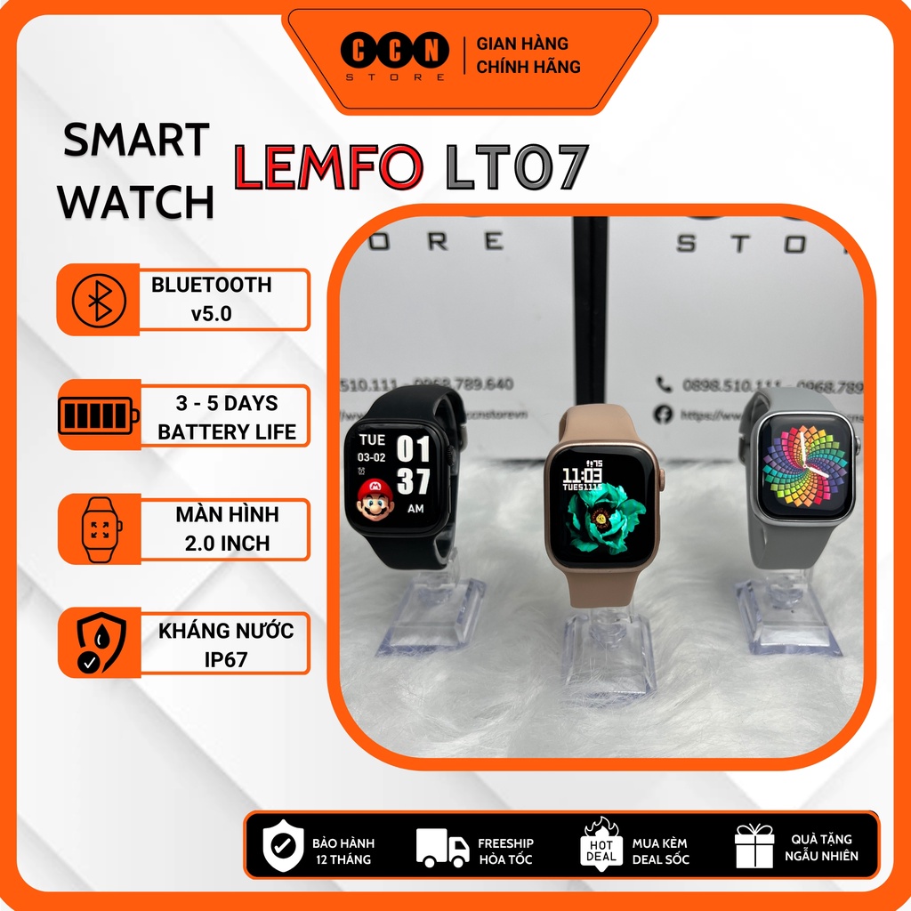 Đồng hồ thông minh LEMFO LT07 chính hãng pin 5 ngày, chống nước IP67, hỗ trợ Tiếng Việt, 99% ...