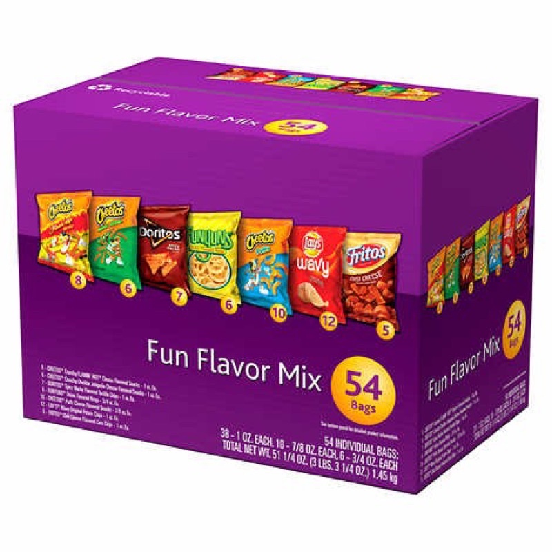 (U.S.A)Bánh Snack Frito-Lay Fun Flavor Mix 7 Loại Thùng 54 Gói | Shopee ...