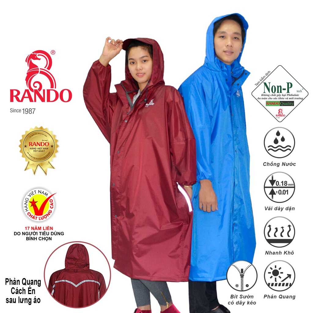 Áo Mưa 1 Người Bít Sườn Bisur Dây Kéo, GIÁ SỈ, Chính Hãng RANDO, Vải Dù ...