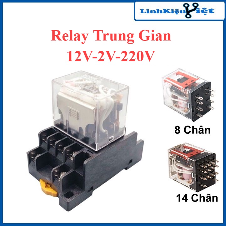 Rơ le trung gian 8 chân 14 chân, relay MY4N LY2N 220V/24VDC/12VDC | Shopee Việt Nam