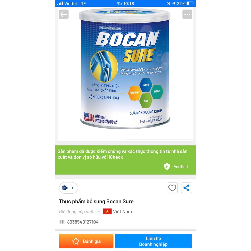 SỮA NON XƯƠNG KHỚP BOCAN SURE - tăng cường sức khỏe cơ-xương-khớp, Ngăn ...