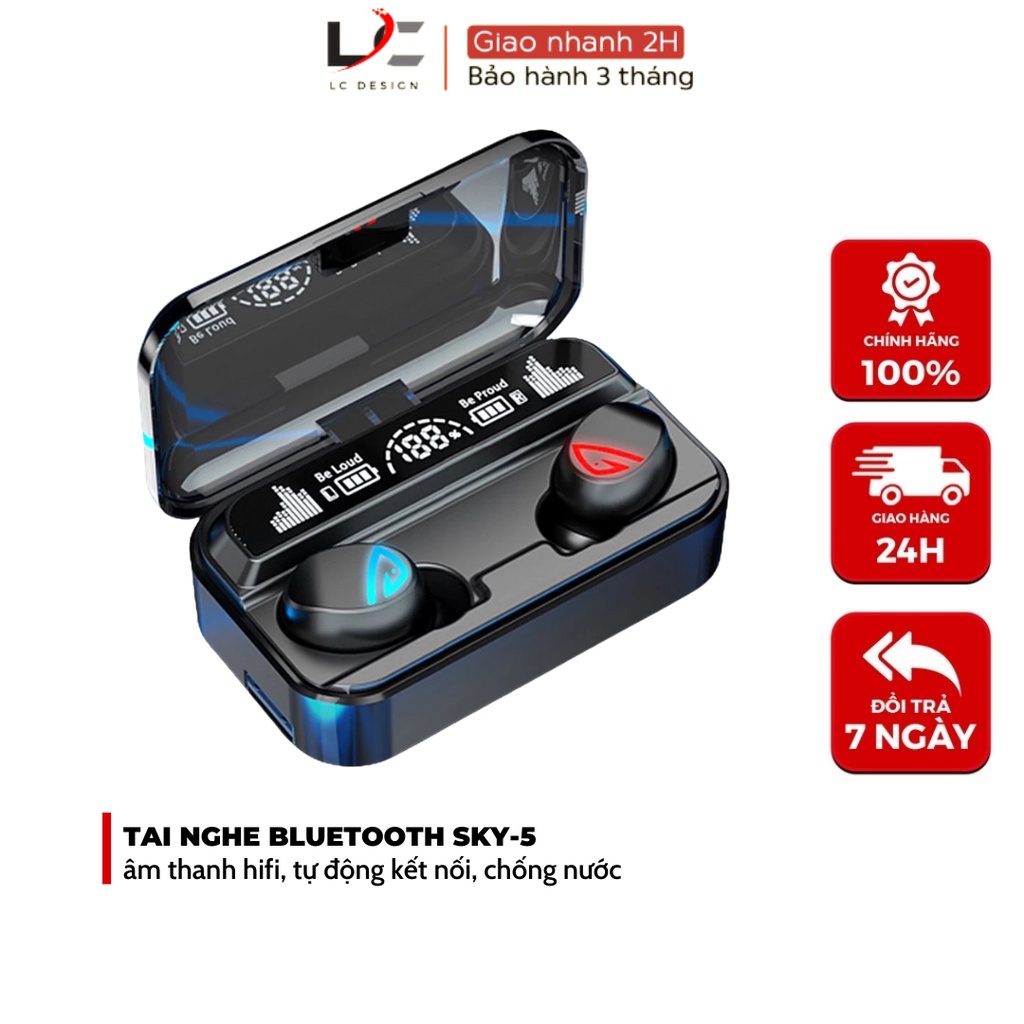 Tai Nghe Bluetooth không dây Sky-5 True Wireless TWS Chống Ồn Bản Quốc Tế Cao Cấp, Kiêm Sạc Dự ...