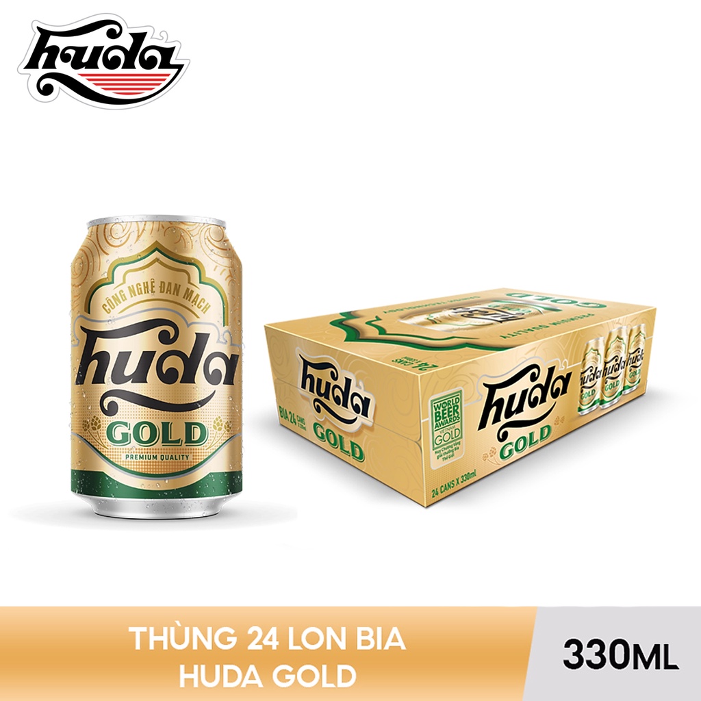 THÙNG 24 LON BIA HUDA GOLD 330ML | Shopee Việt Nam