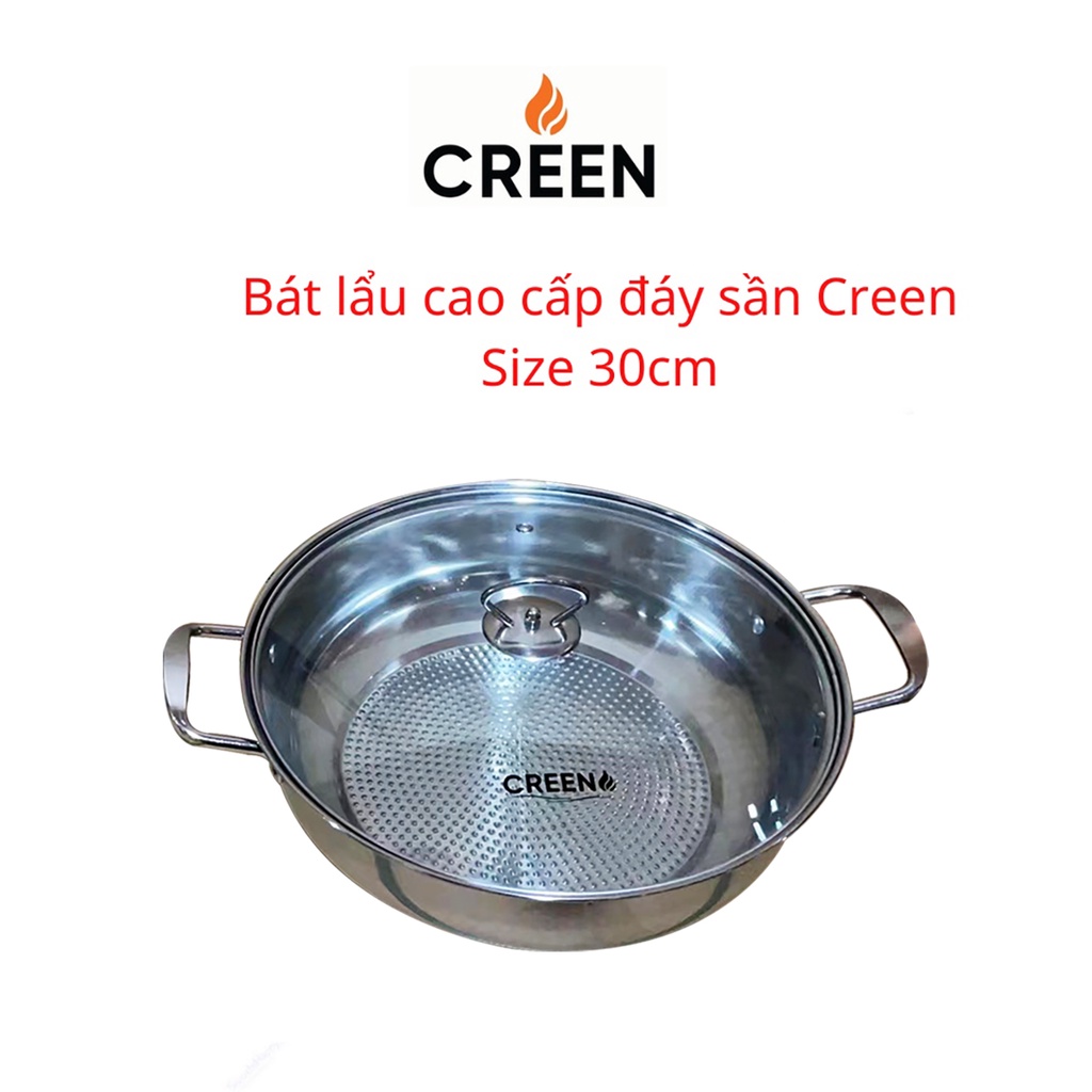 Nồi lẩu inox to 30cm đáy sần chống sát dính, quai inox chống bỏng - Nồi ...