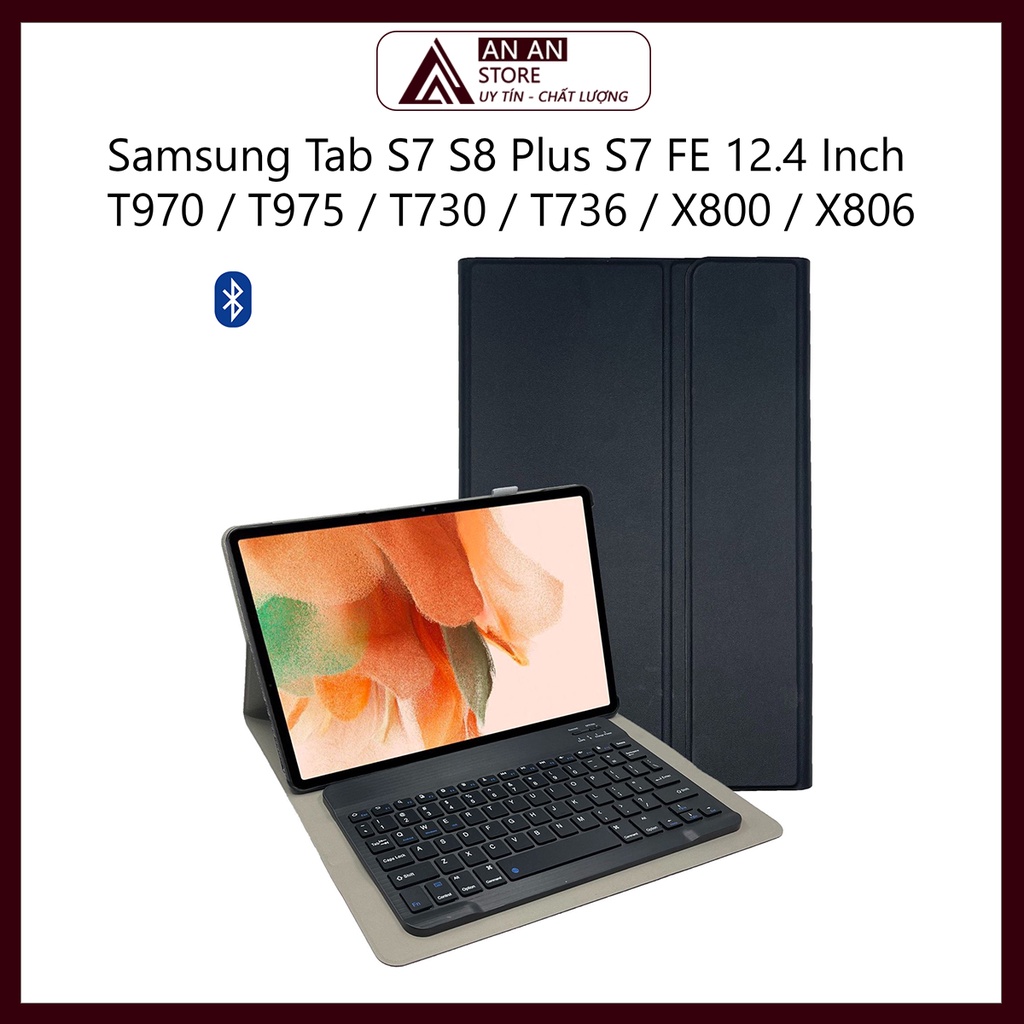 Bao Da Kèm Bàn Phím Cho Samsung Galaxy Tab S7 S8 Plus S7 FE 12.4 Inch T970 / T975 / T730 / T736 ...