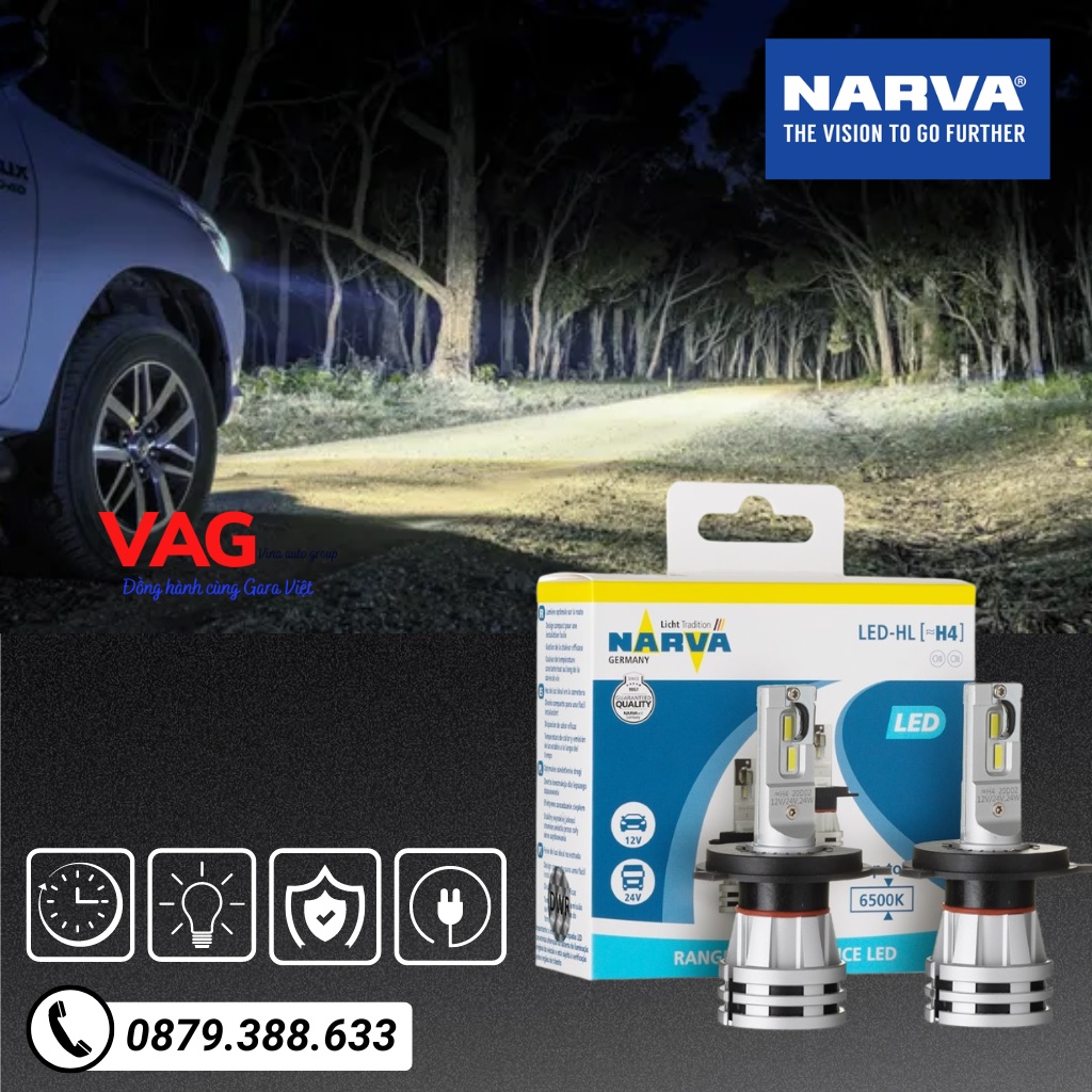 [Chính hãng] Bóng đèn led H4 12V-24V 6500K - Narva Range Performance LED bảo hành 12 tháng ...