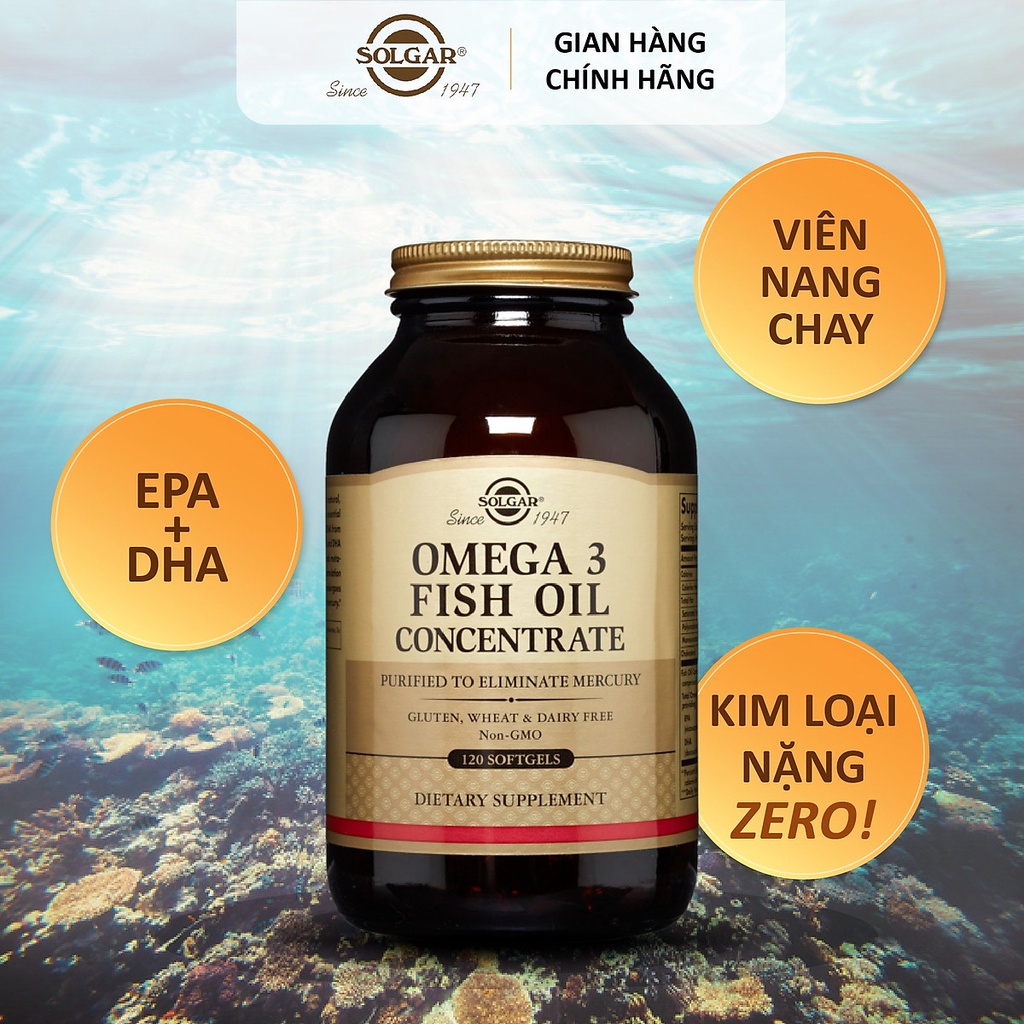 Viên Uống Solgar Fish Oil Concentrate - Dầu Cá Omega 3 - Bổ Não, Sáng ...